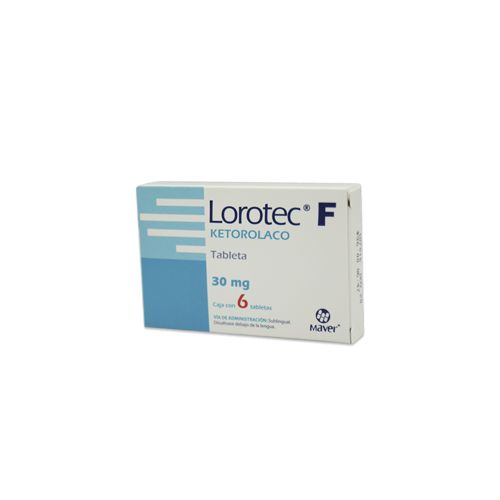 KETOROLACO SUBLINGUAL 30 mg, 6 tab, LOROTEC F | Farmasuper