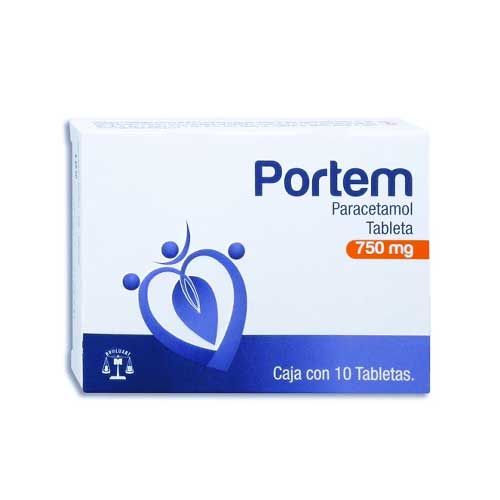 PARACETAMOL 750 mg, 10 tab, PORTEM 750 | Farmasuper