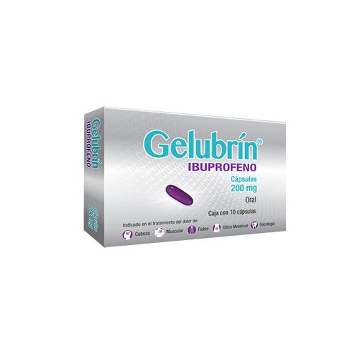 IBUPROFENO 200 mg, 10 cap, GELUBRIN | Farmasuper